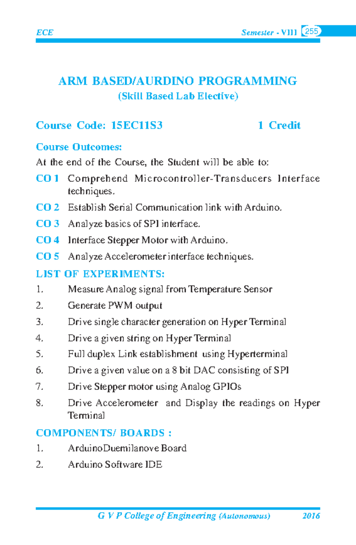 ECET ARM Manual - 255 G V P College of Engineering (Autonomous) 2016 ...