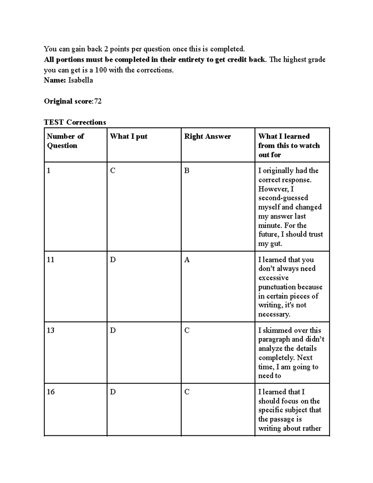 AP Lang Test Correction Sheet - Period 2 (PSAT) - Studocu