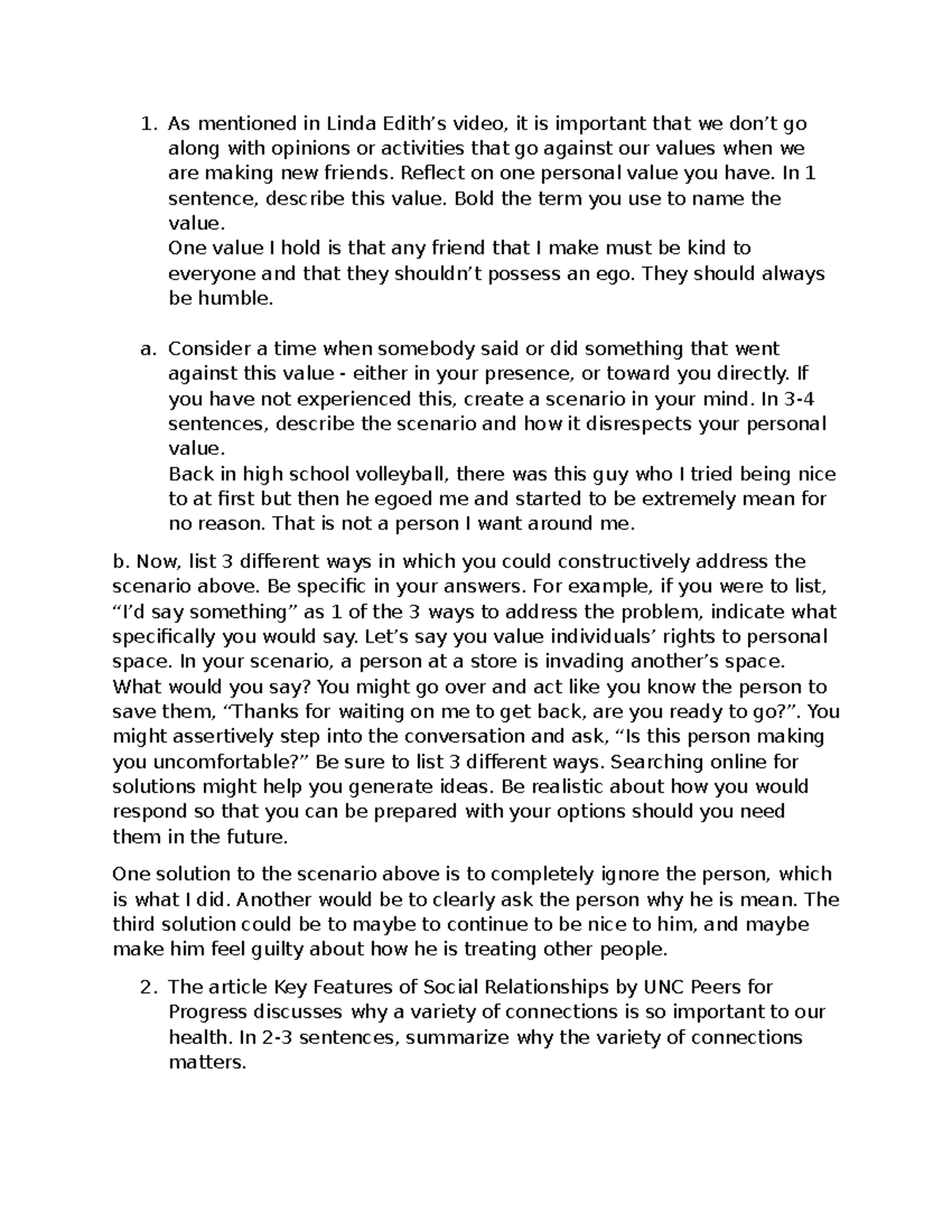 9.3 Reflection - Personal Values and Social Connections Worksheet - Studocu