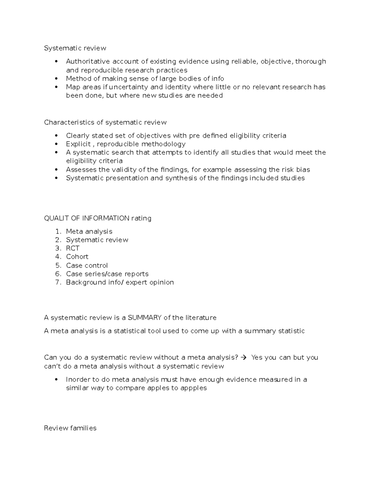 LEC 13 - Systematic Review: Evidence Synthesis and Methodology - Studocu