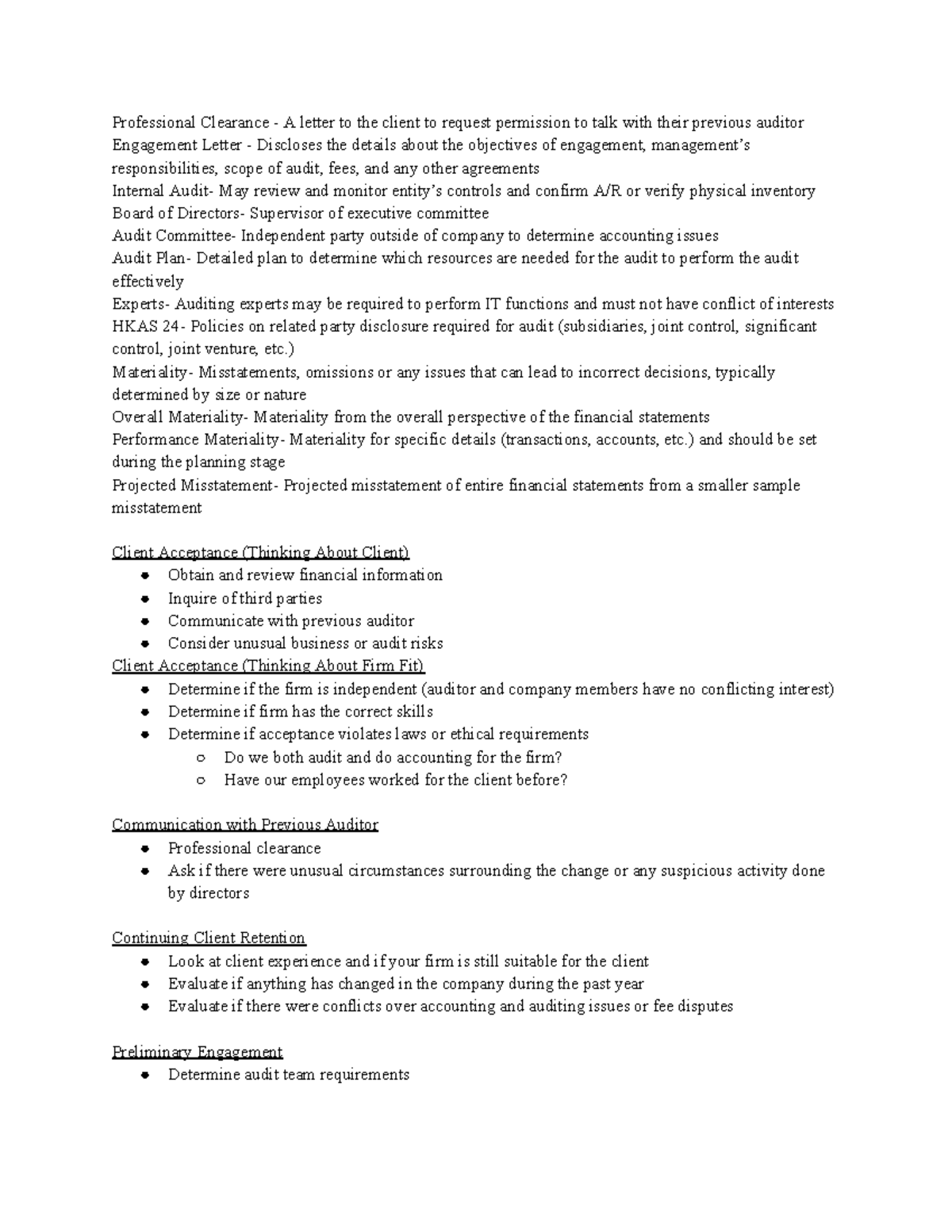 Audit-L3: Professional Clearance and Engagement Letter Insights - Studocu