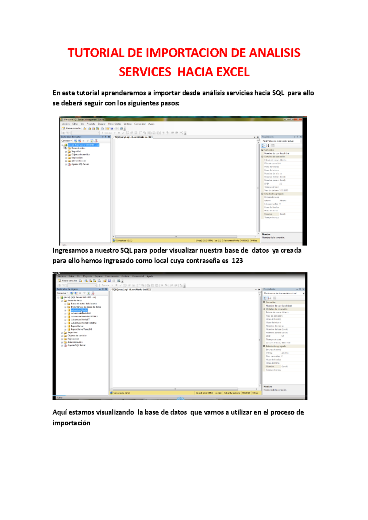 Tutorial DE Importación DE Análisis Services A Excel: Pasos Clave - Studocu