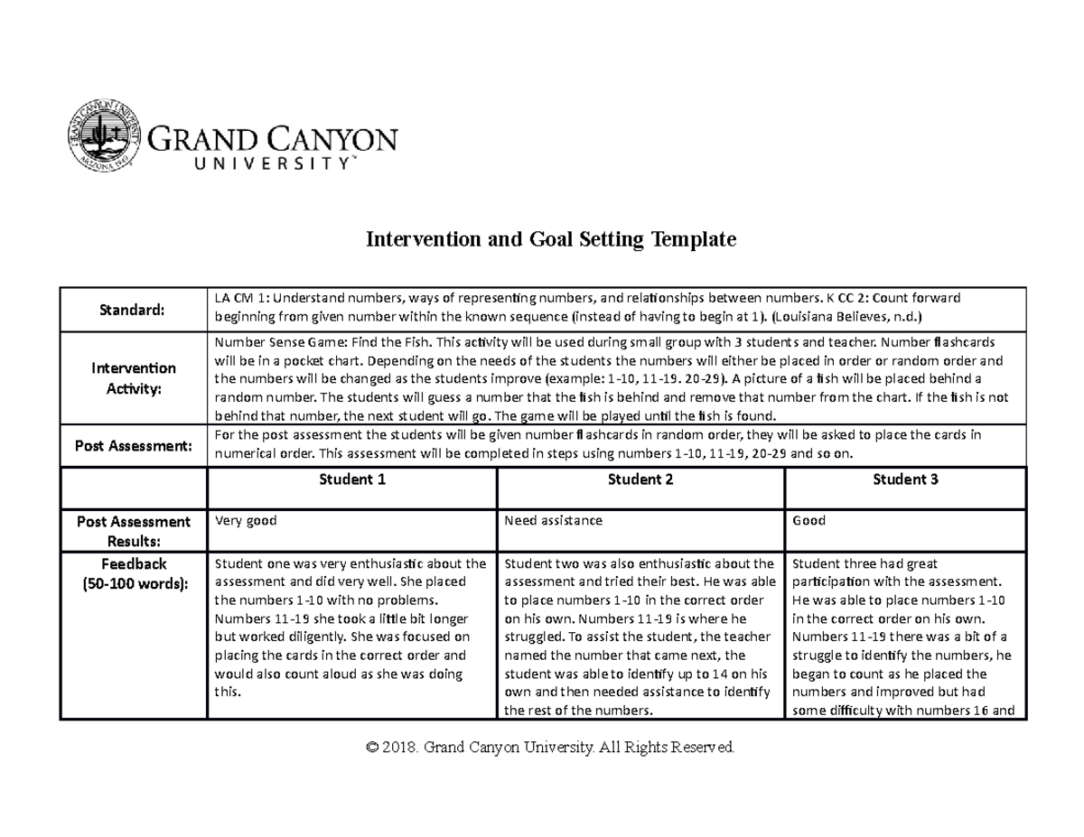 Interventionand Goal Template-Jamie Tayamen - Intervention and Goal ...