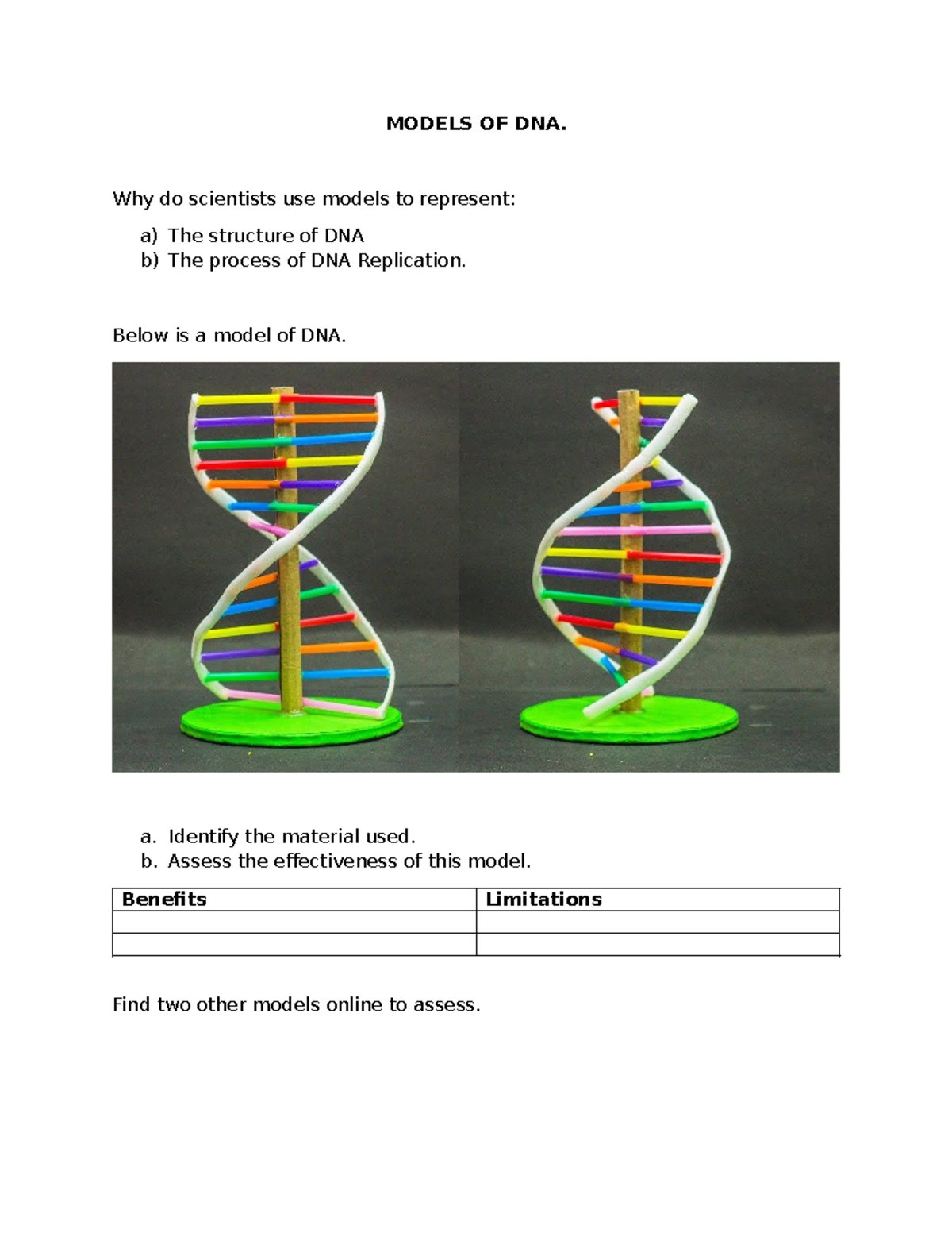 Models OF DNA - gfdfdggd - MODELS OF DNA. Why do scientists use models ...