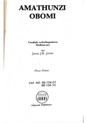 4 Isixhosa HL Grade 11 Worksheet Analysis OF Novel WITH Questions ...