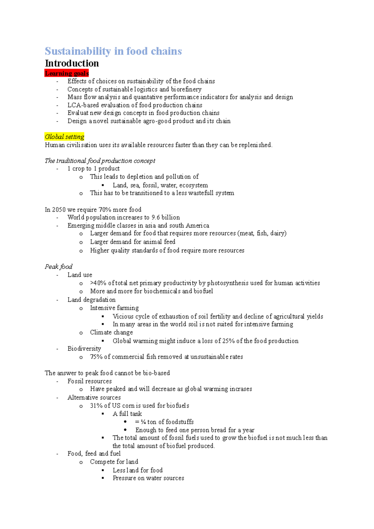 SUST 101: Comprehensive Overview of Sustainability in Food Chains ...