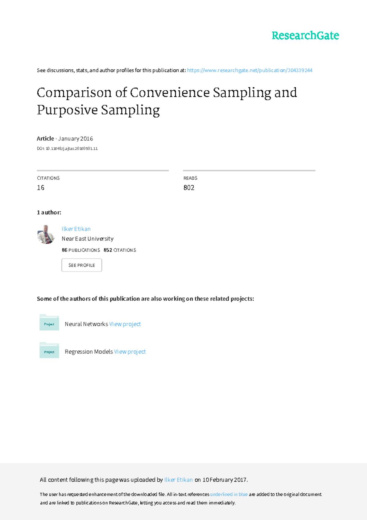 Comparison of Convenience Sampling and Purposive Sampling in Research ...