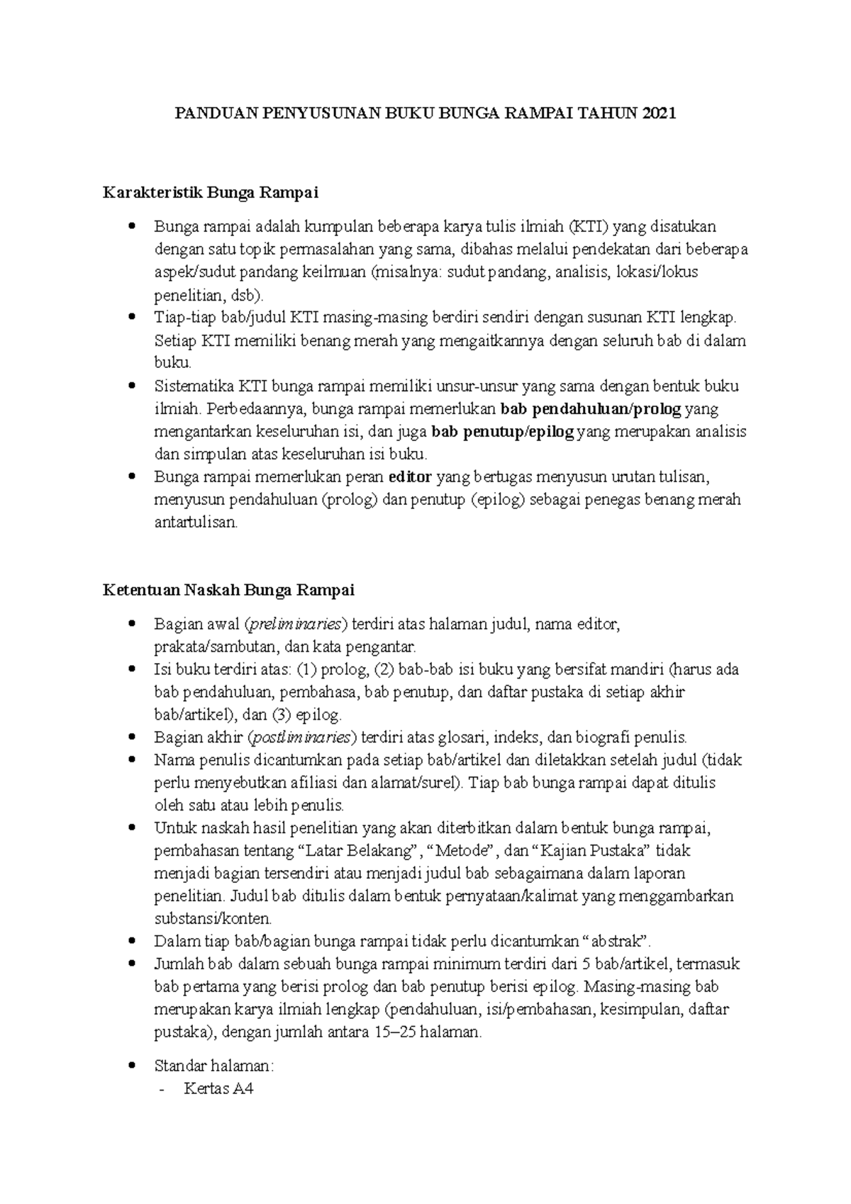 Panduan Penyusunan Buku Bunga Rampai 2021 - Studocu