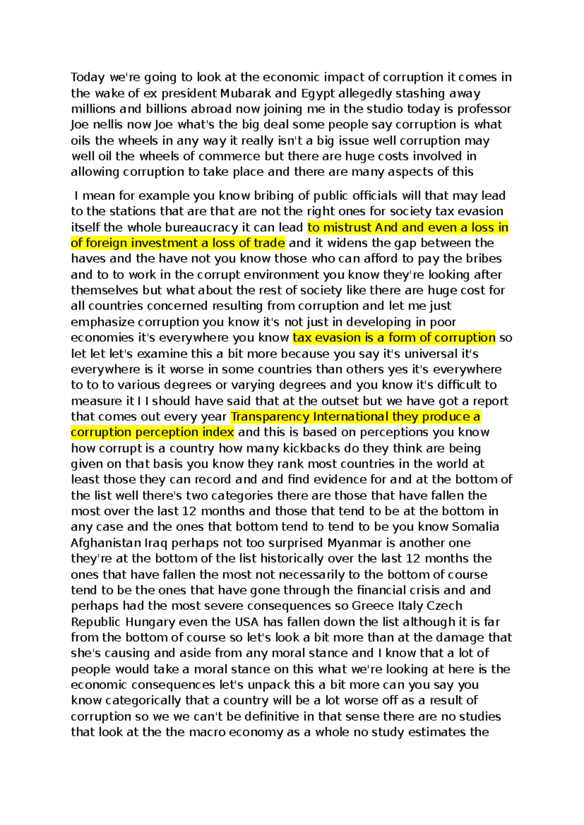 Corruption ideas - tutorial work and study notes - Today we're going to ...