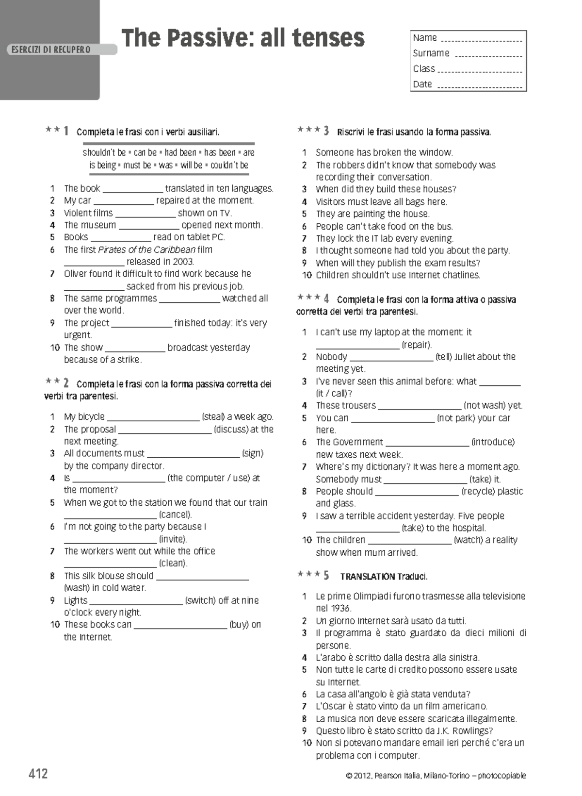 Passive Voice: All Tenses Exercises and Translation Guide - Studocu