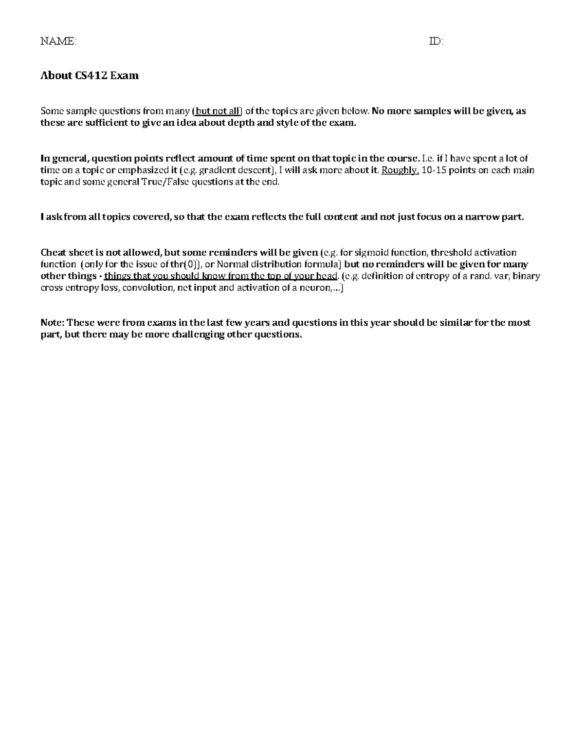 CS412 Midterm Exam Sample Questions and Topics Overview - Studocu