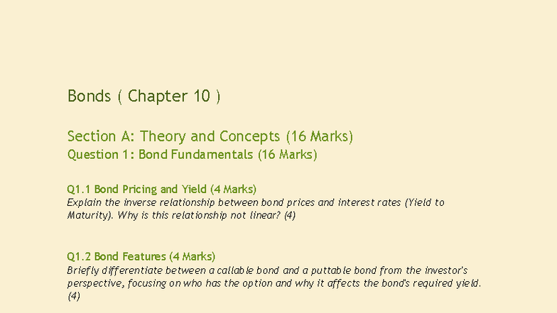Bonds (FIN 101) Chapter 10: Theory, Concepts & Practice Questions - Studocu