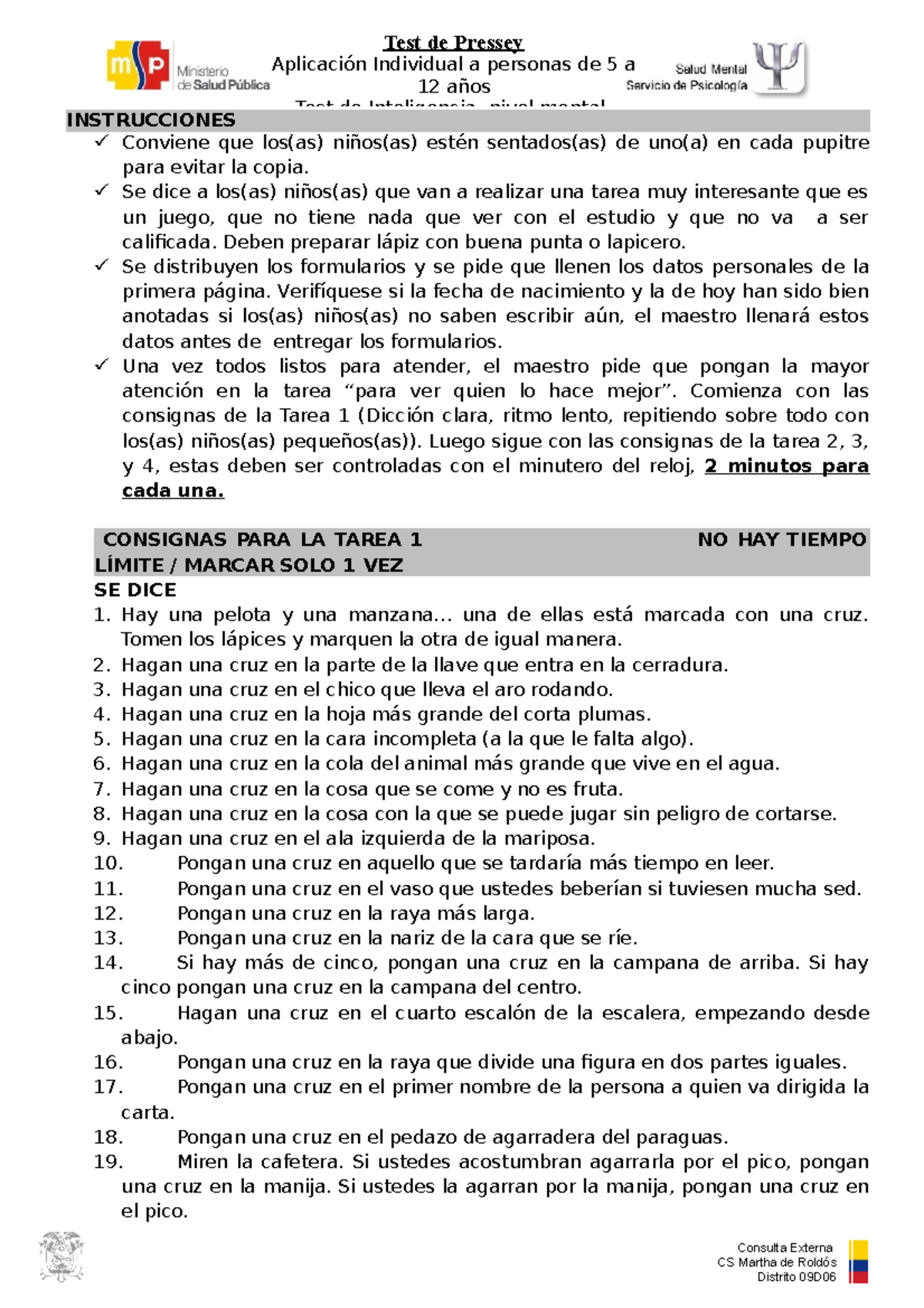 Pressey Baremos MSP - Test Psicométrico para Niños de 5 a 12 Años - Studocu