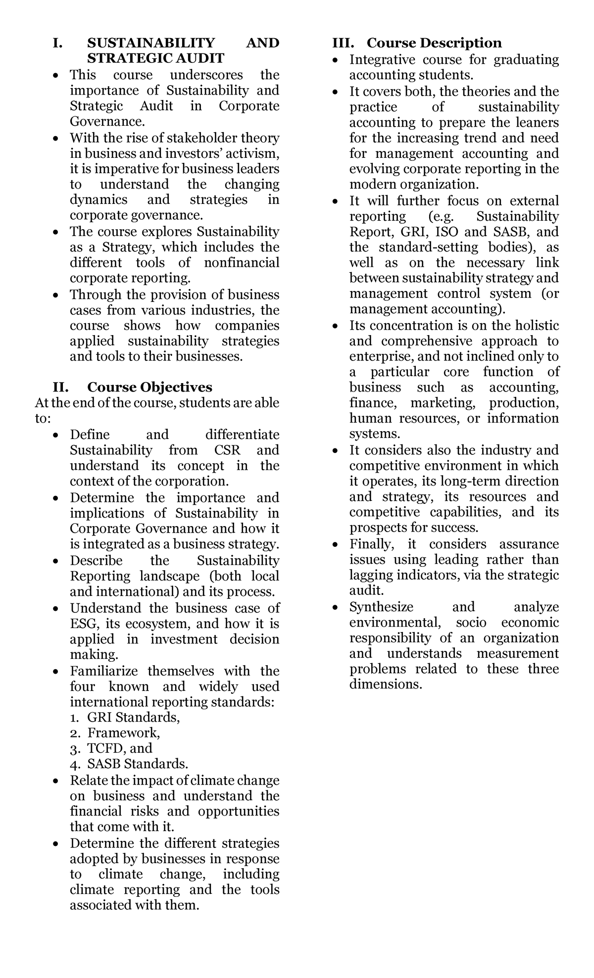SUS 101 - Introduction to Sustainability and Strategic Audit Notes ...
