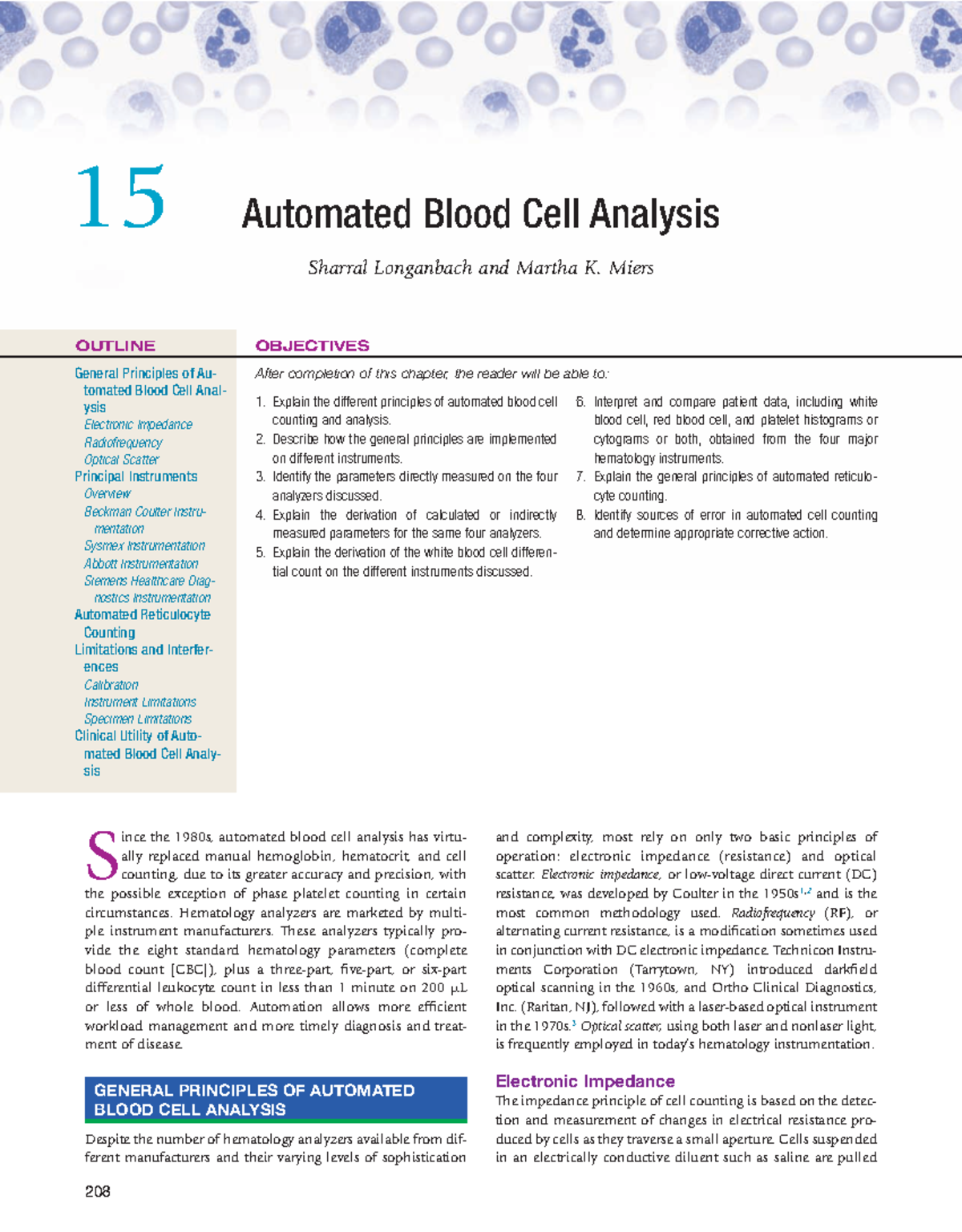 Chapter 15: Principles of Automated Blood Cell Analysis (Hematology ...