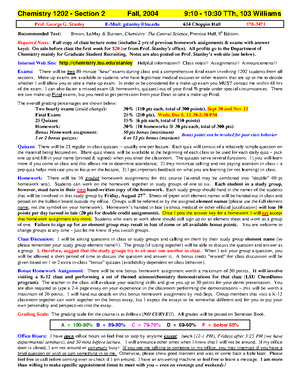 Practice Exam 1 Answer Key CHEM 1202 - CHEM 1202 - QUESTIO N FORM 1 01 ...