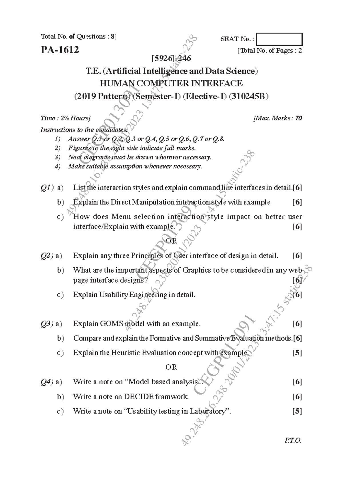 Nov Dec 2022 - SPPU HCI Question Paper (310245B) - Studocu