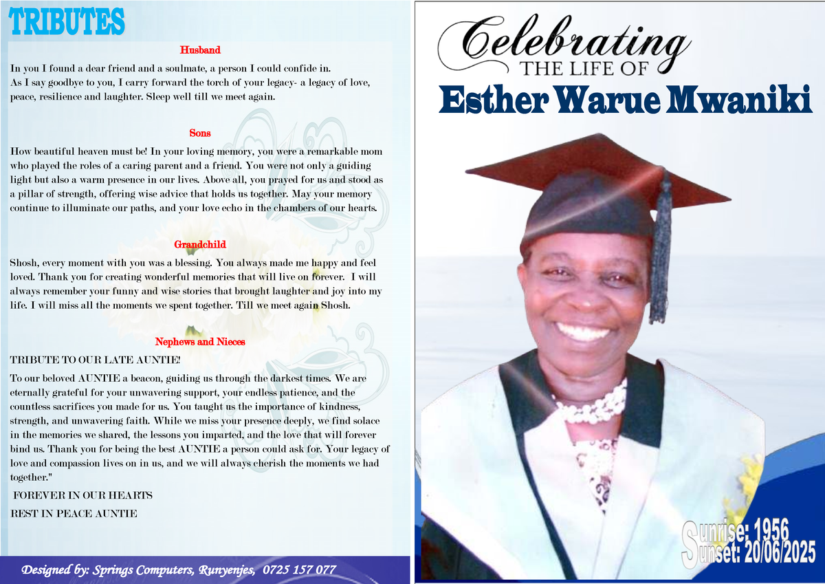 Burial Notes for Esther Warue Mwaniki: A Tribute to a Beloved Life ...