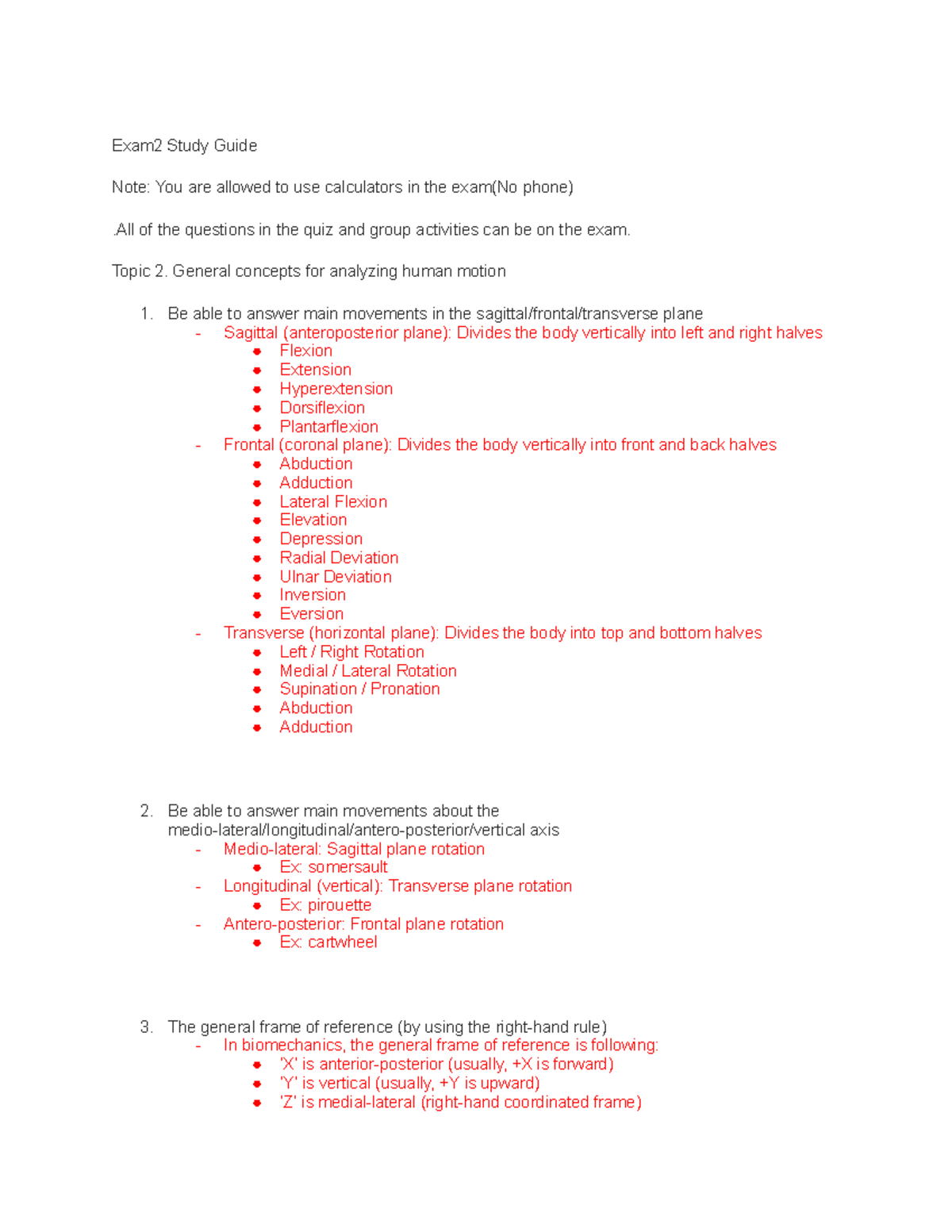 Exam 2 Study Guide: Human Motion Analysis Techniques - Studocu