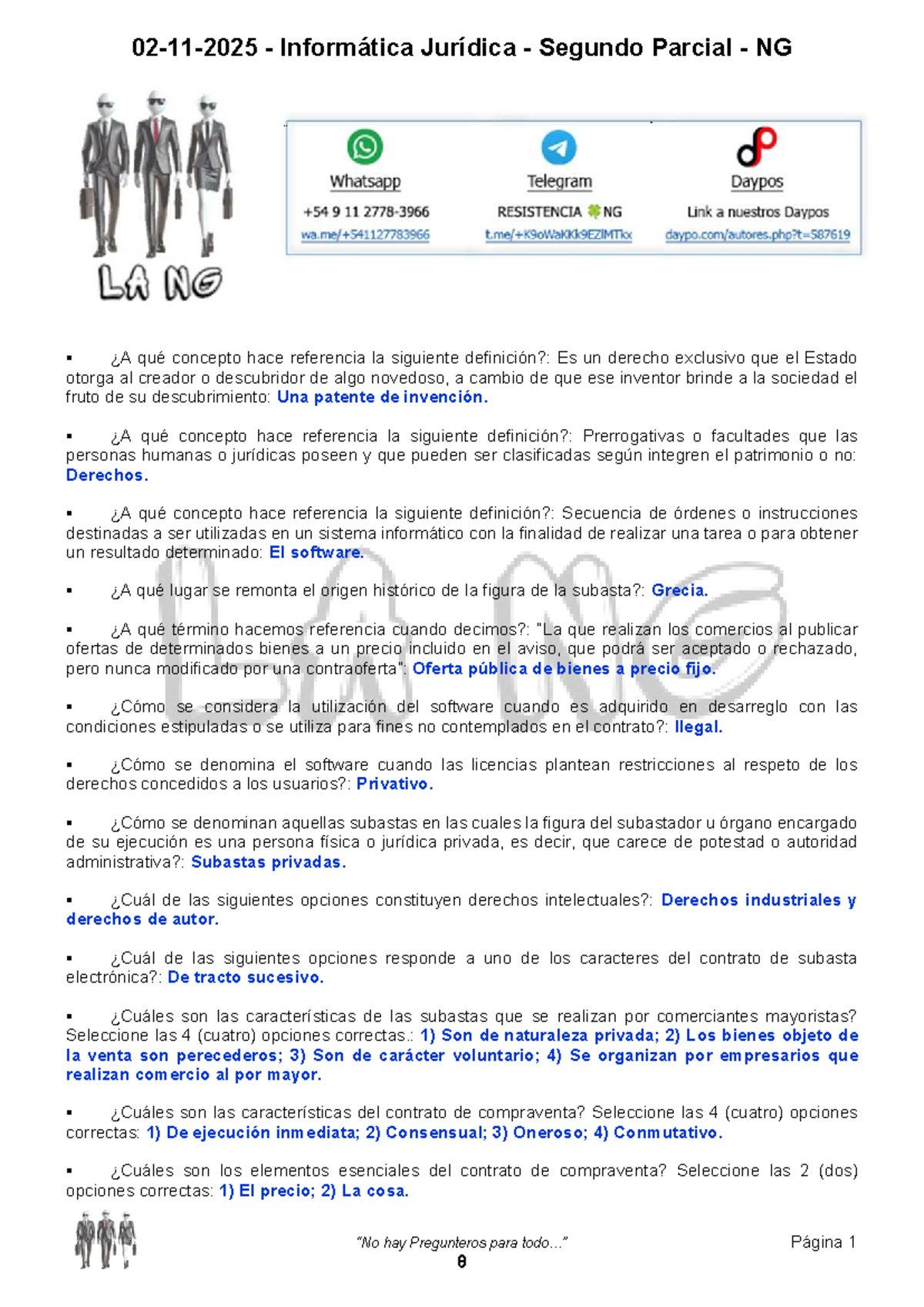 Informática Jurídica Segundo Parcial NG: Conceptos Clave y Definiciones ...