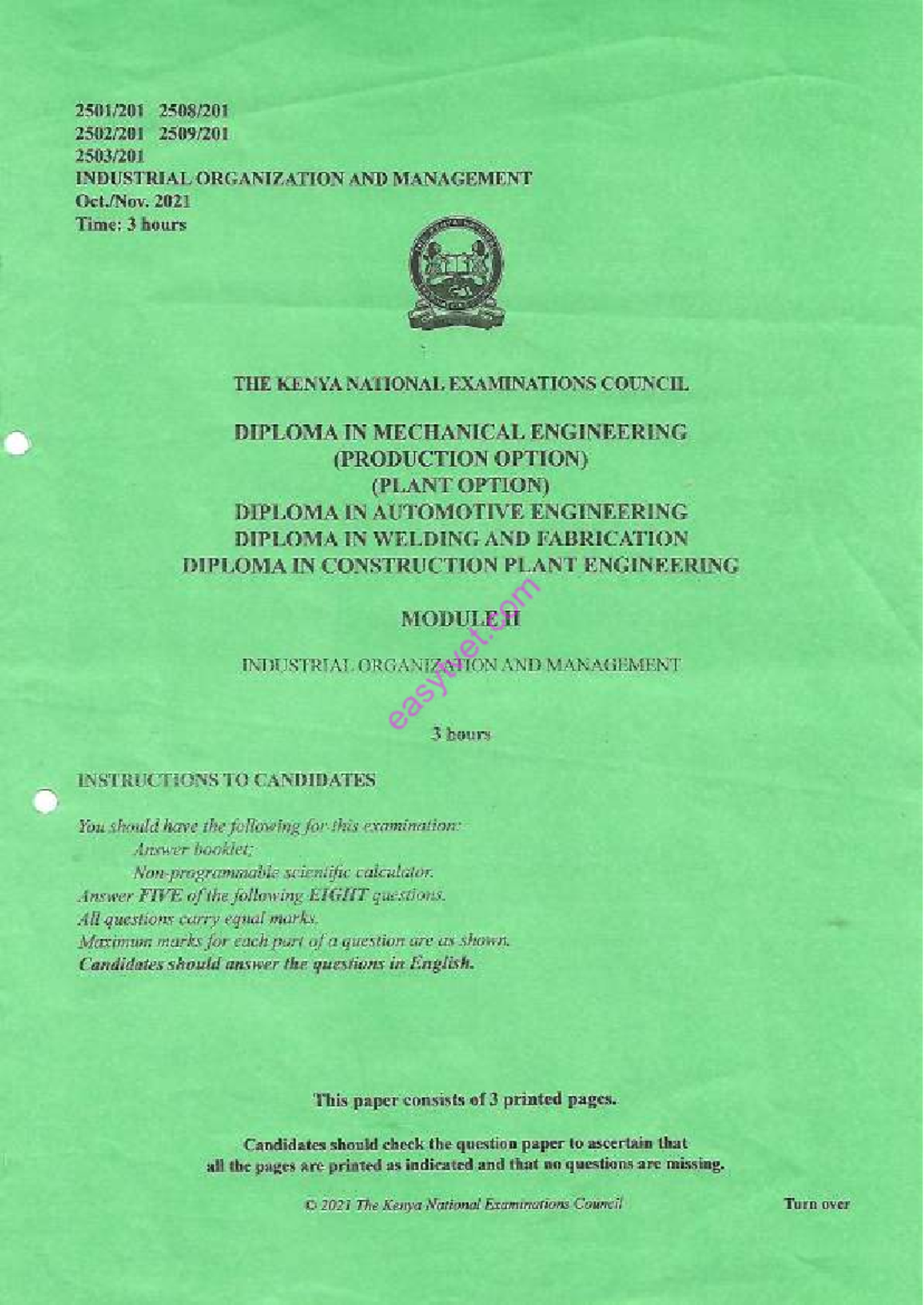 I.O.M 2021 - INDUSTRIAL ORGANIZATION & MANAGEMENT EXAM PAPER - Studocu