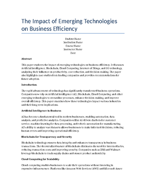 Emerging technologies business efficiency full - The Impact of Emerging ...