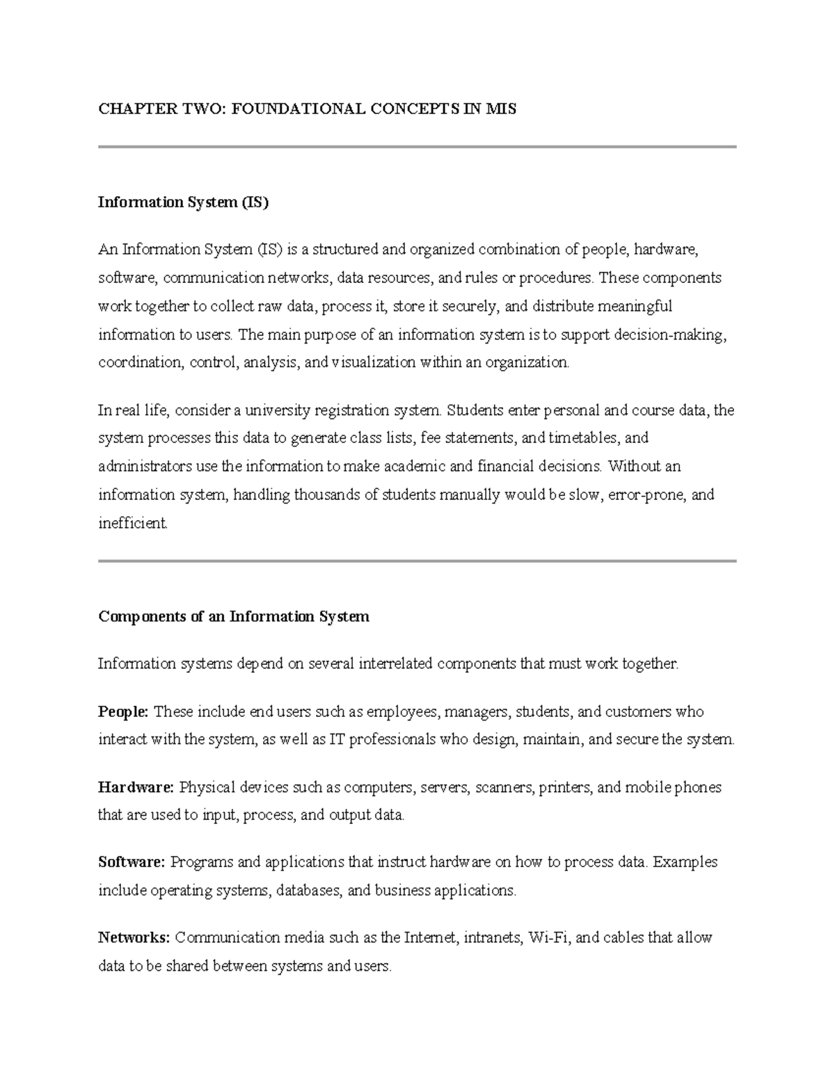 CHAPTER 2: FOUNDATIONAL CONCEPTS IN MIS (IS) Overview - Studocu