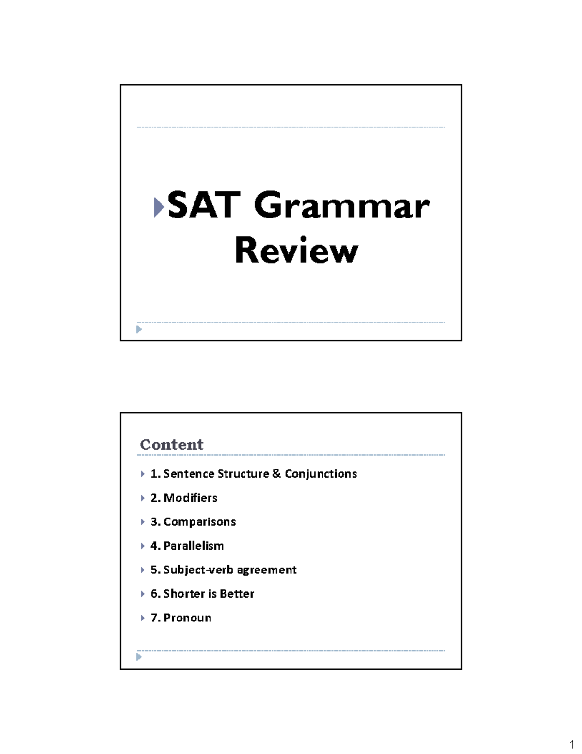 Writing-Grammar-Review - SAT Grammar Review Content 1. Sentence ...