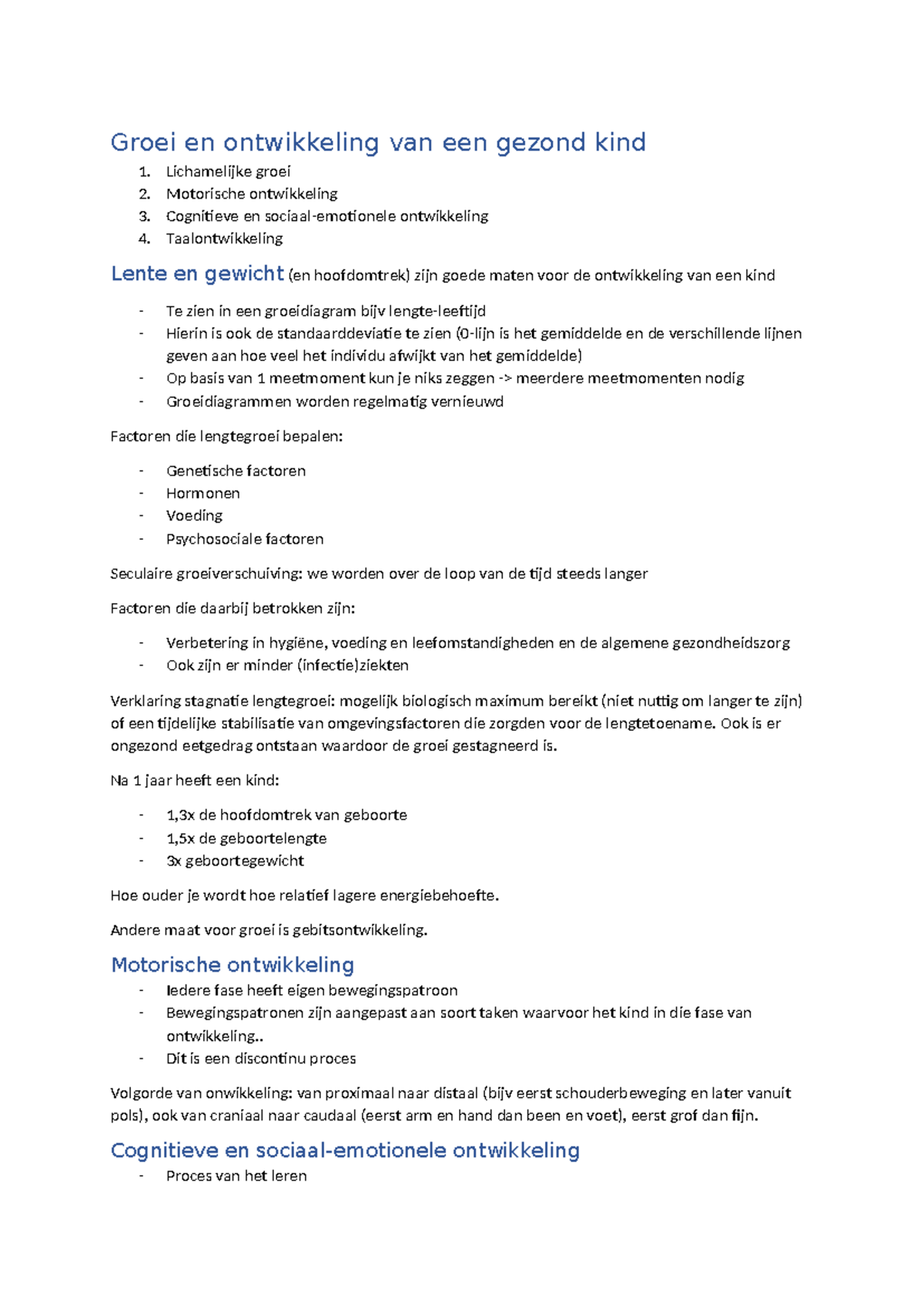 Humane levenscyclus 2: Groei, Ontwikkeling en Anatomie - Studeersnel