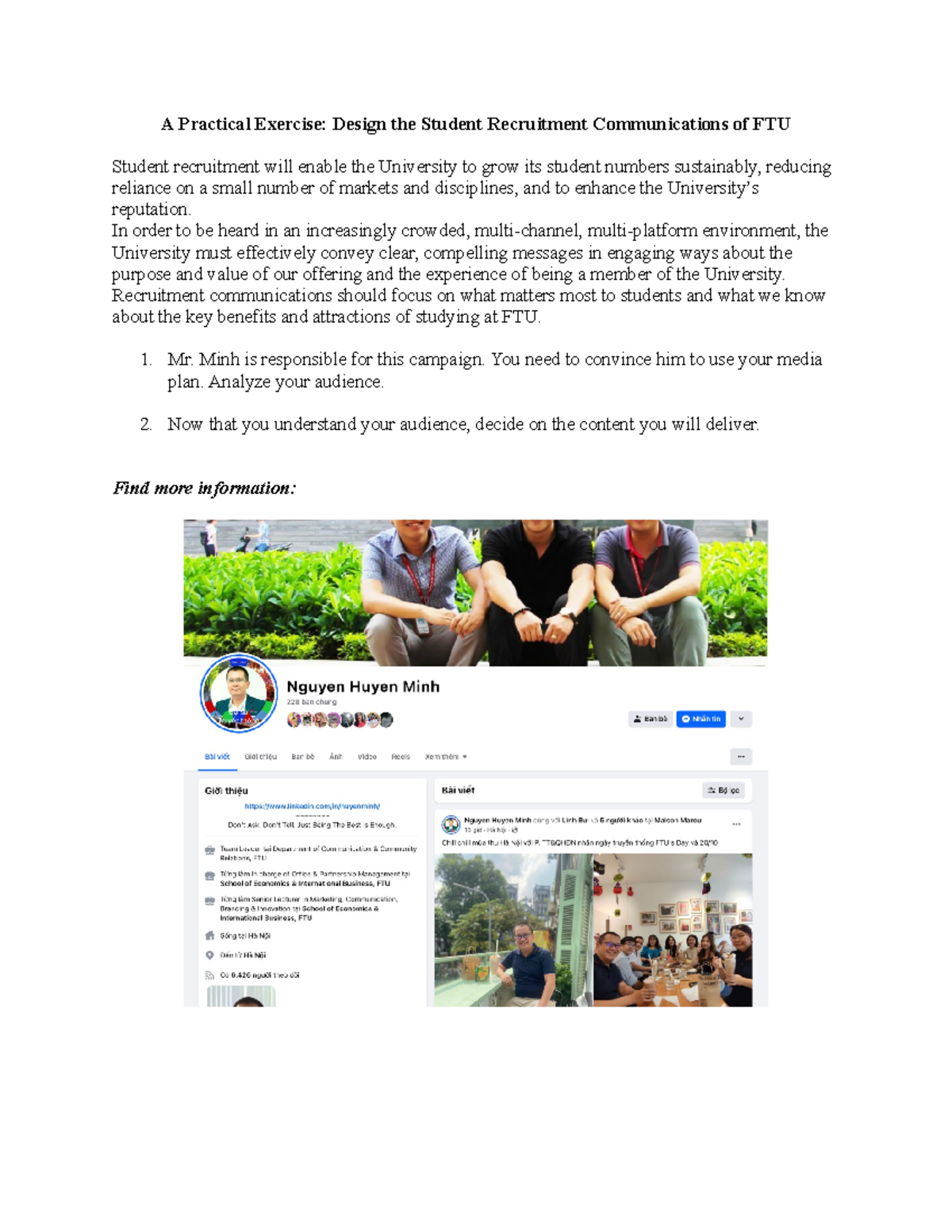 FTU Student Recruitment Communication Strategy: Audience Analysis - Studocu