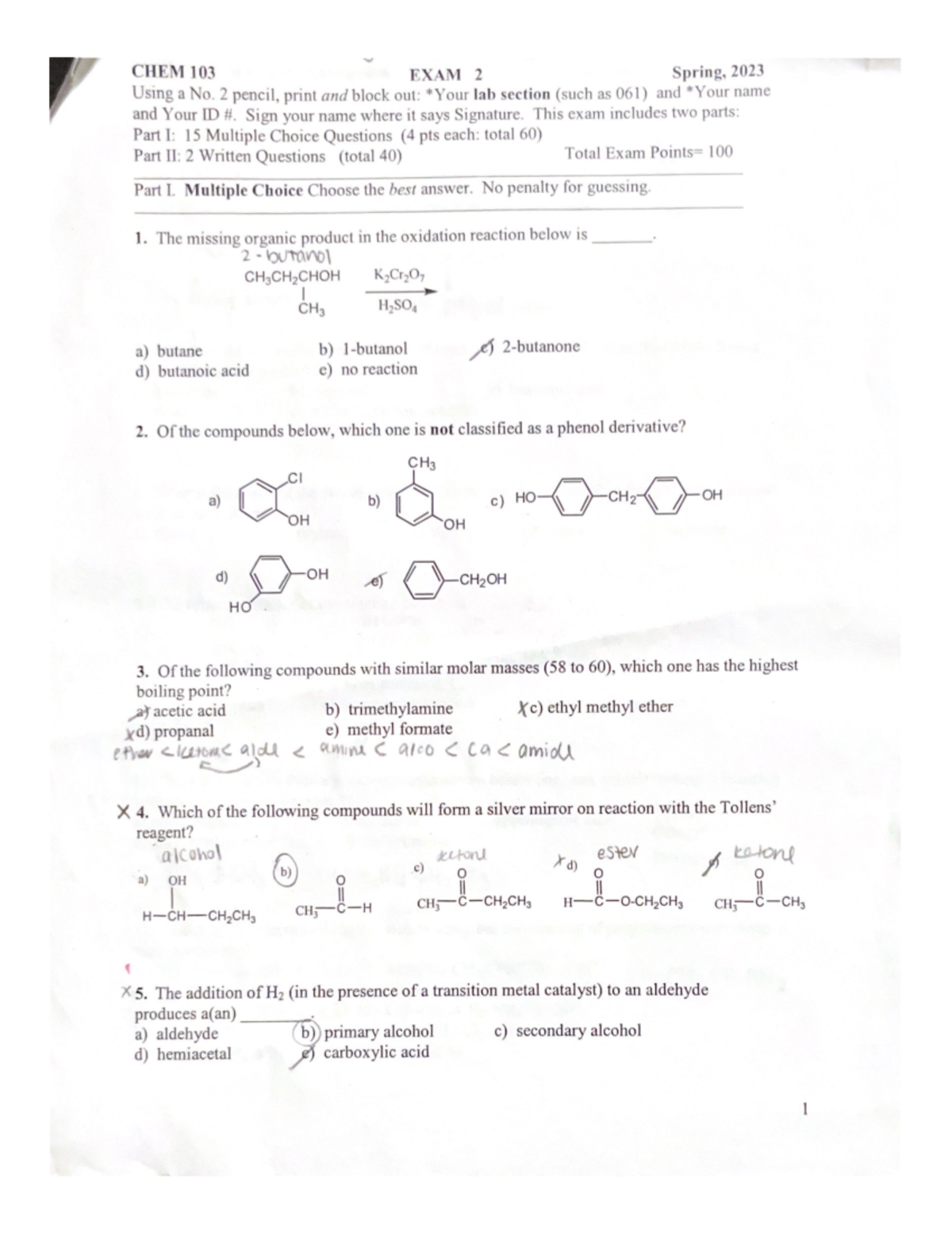 CHEM 103 Midterm Exam 2 Study Guide and Review - Studocu