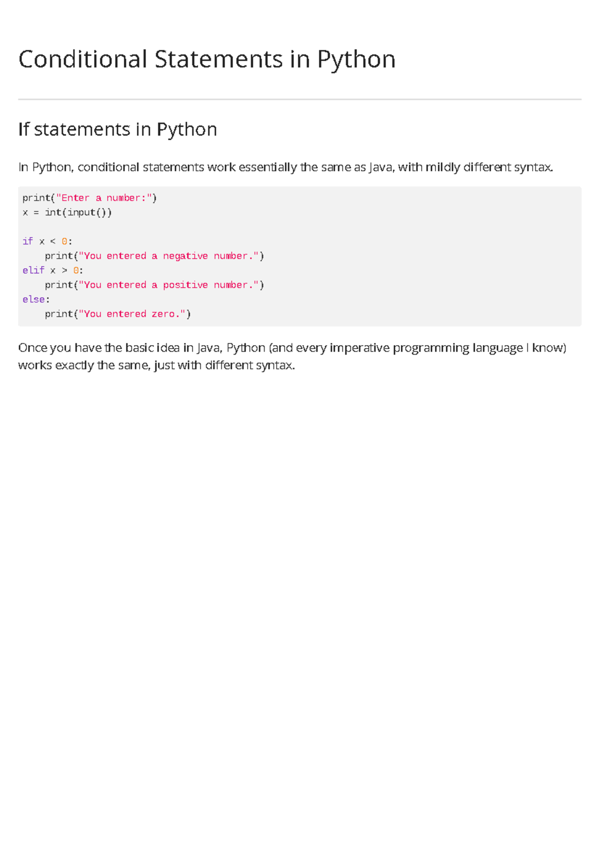 Python Conditional Statements & Pattern Matching Overview (CS101) - Studocu