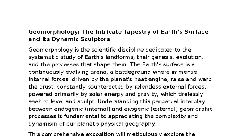 Geomorphology (GEOM 101): Revision Notes on Landforms and Processes ...