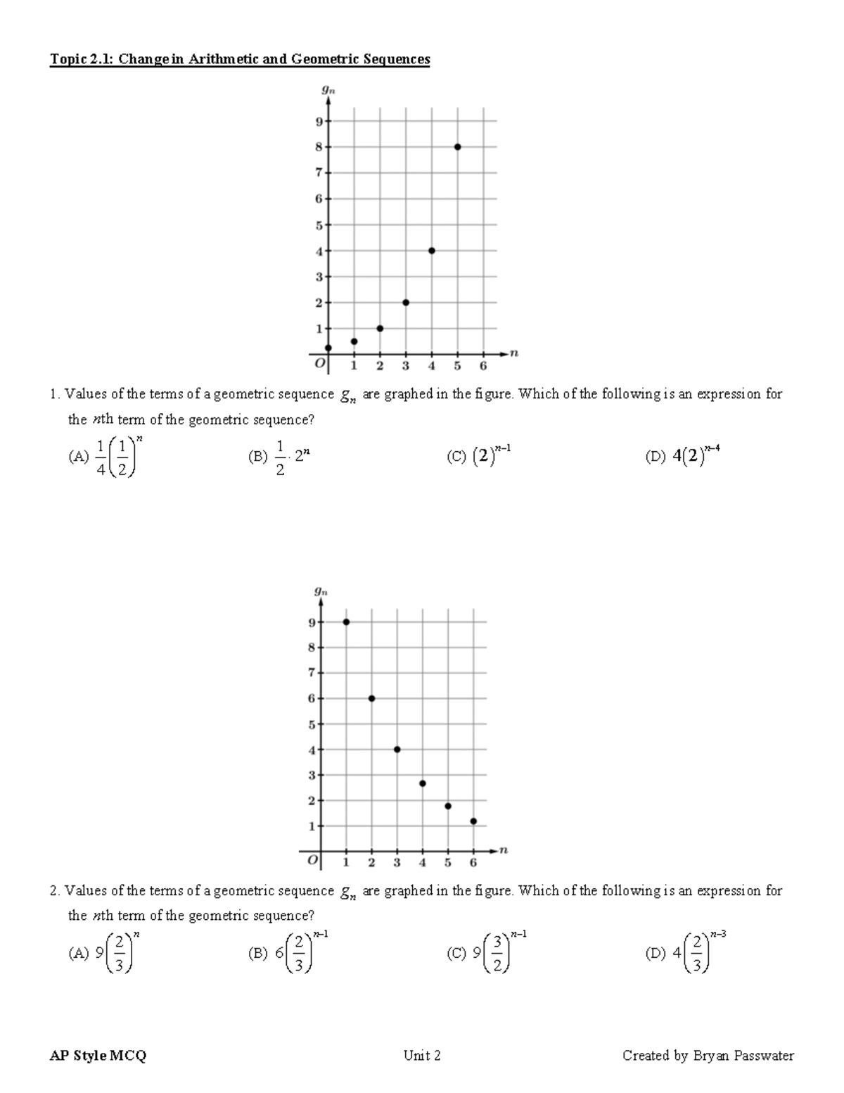 Unit 2 MCQ AP Precalculus Exam Review: Sequences and Functions - Studocu
