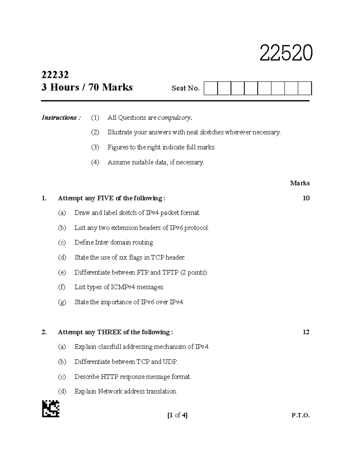 22520-Summer-2023-Question Paper on Networking Concepts and Protocols ...