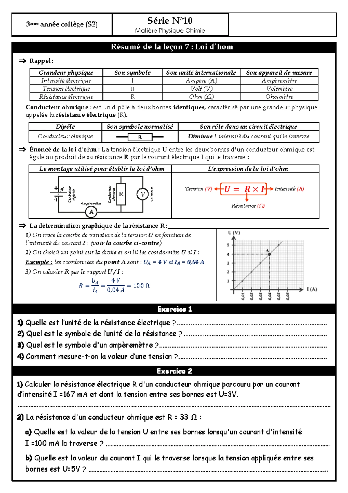 Pc - Summary Resume 3ac 2024 - 3APIC sciences physique Pr. RACHID HOUMSI Sciences physique Pr ...