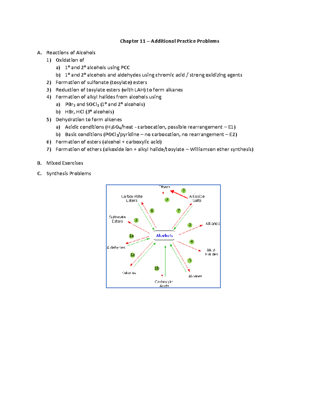 Reactions of Alcohols: Chapter 11 Practice Problems (Organic Chem ...