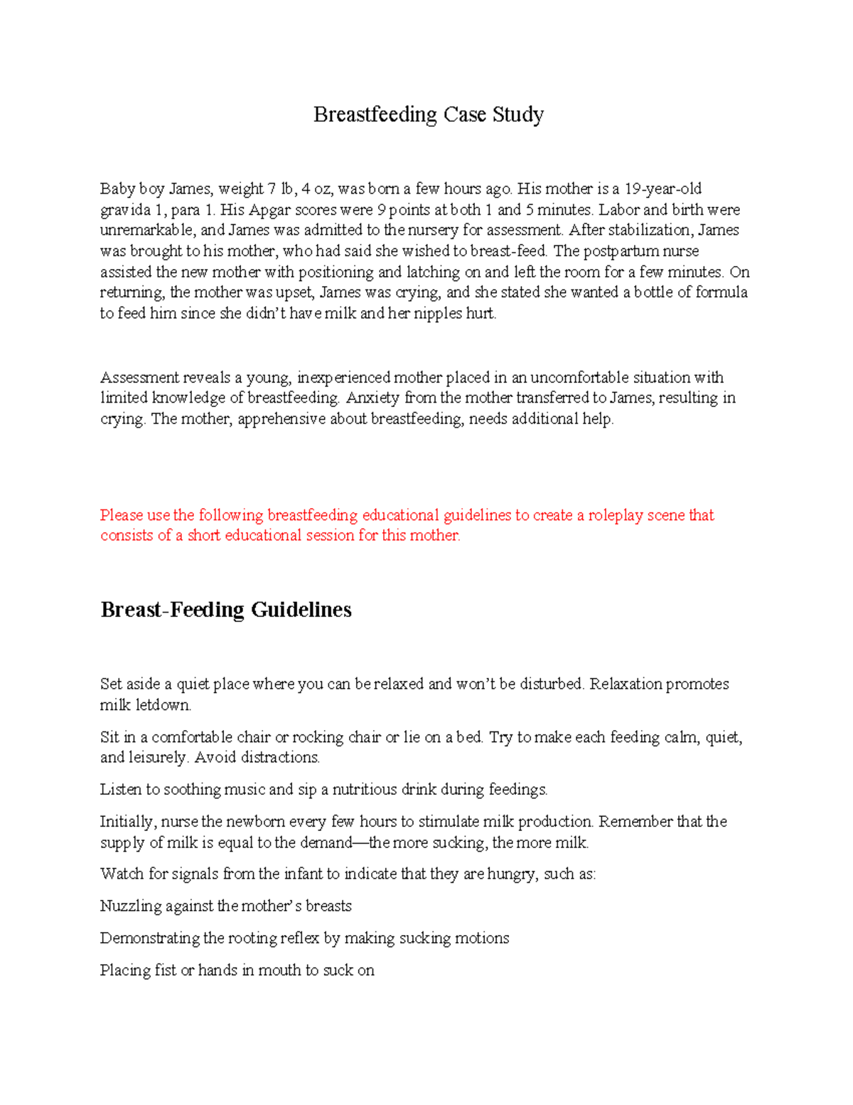 Breastfeeding Case Study: Education for a New Mother on Infant Feeding ...