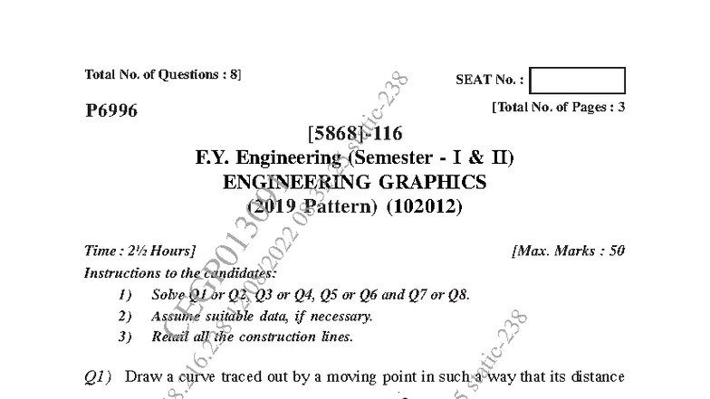 Engineering Graphics (102012) Midterm Exam Paper - May/Jun 2022 - Studocu