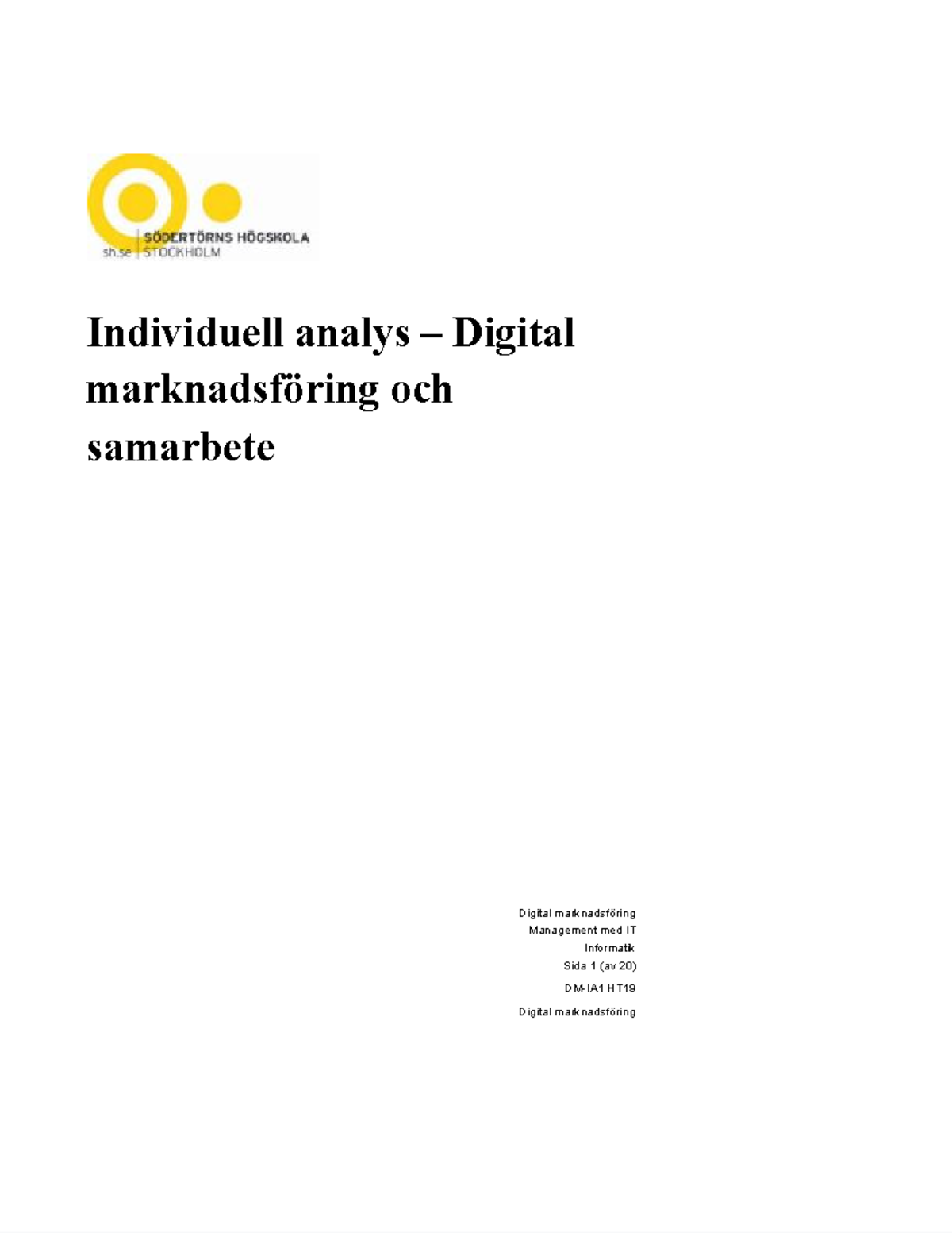 Individuell analys-digital marknadsföring och samarbete - Individuell ...