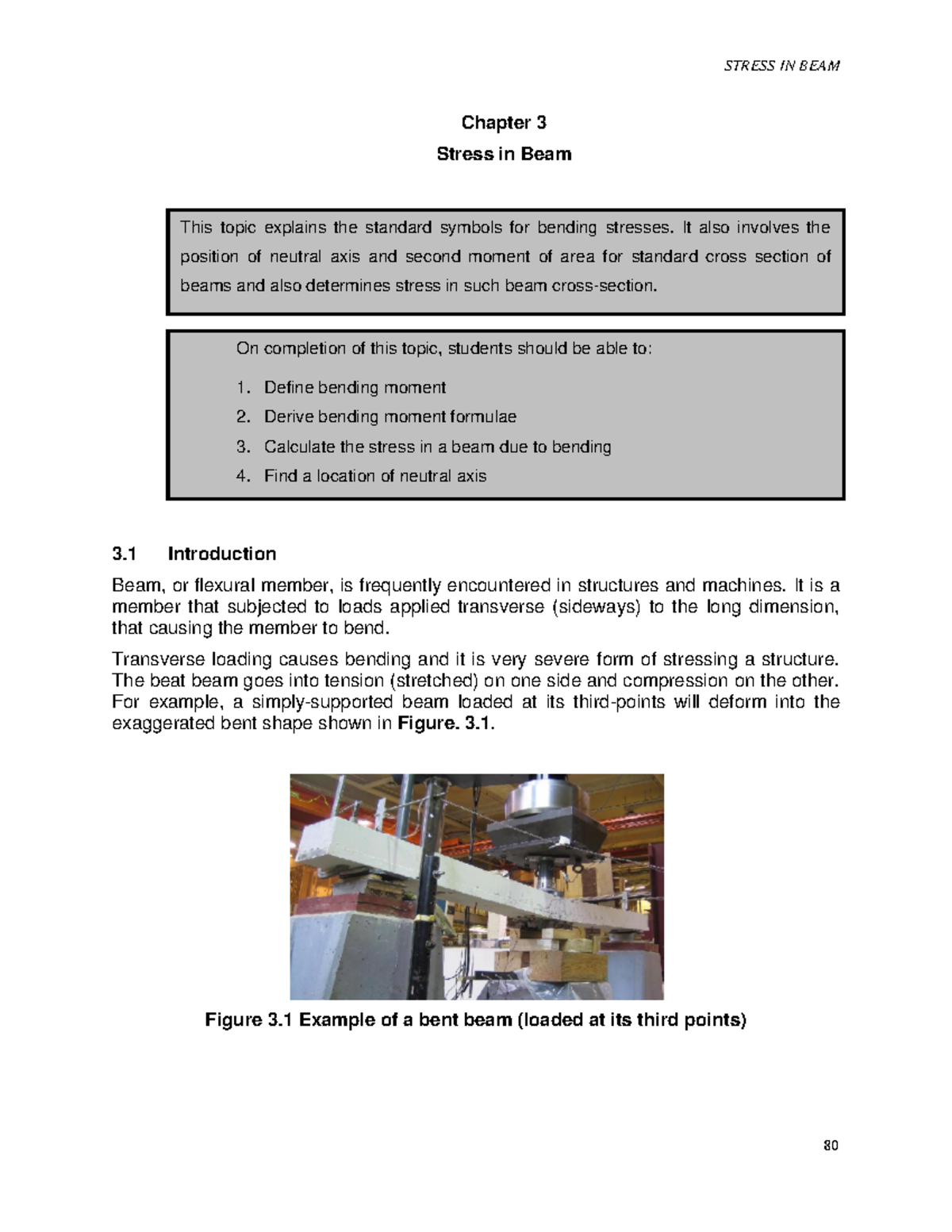 STRESS IN BEAM (ENGR 101) Chapter 3: Bending Stress Analysis - Studocu