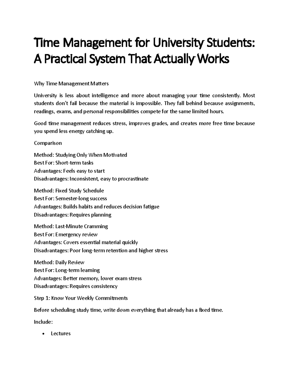 Effective Time Management Strategies for University Students - Studocu