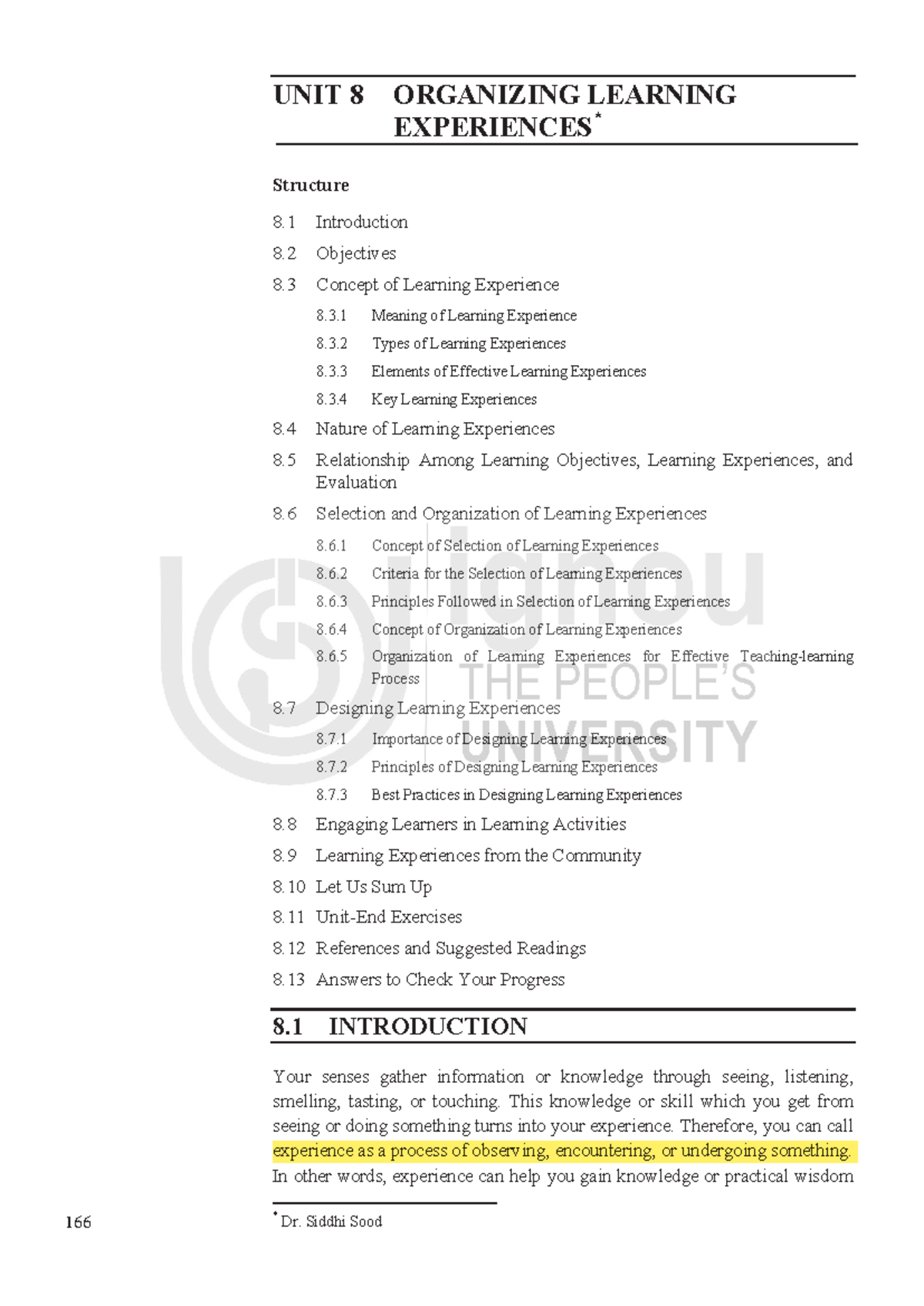 Unit 8: Organizing Learning Experiences in Teaching and Learning - Studocu