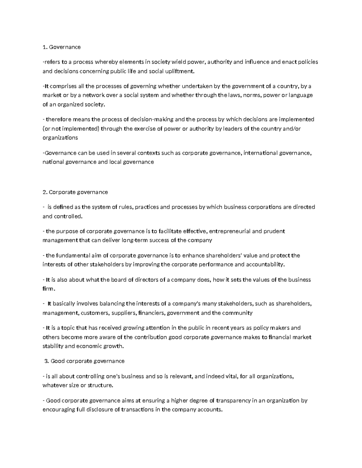 1-2 reviewer - Hhjii - Governance -refers to a process whereby elements ...