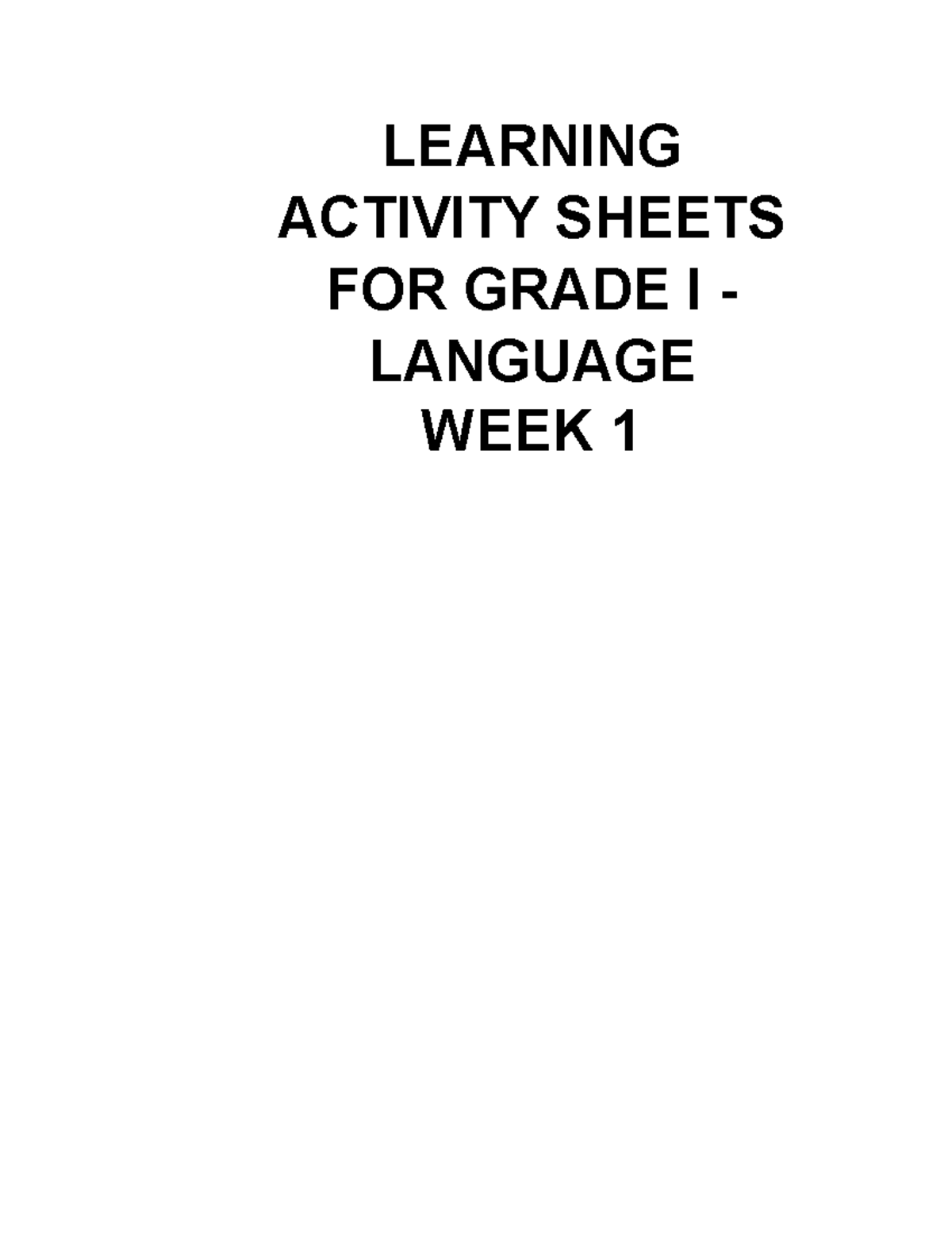 LAS-Q1 W1 Language Learning Activity Sheets for Grade 1 - Studocu