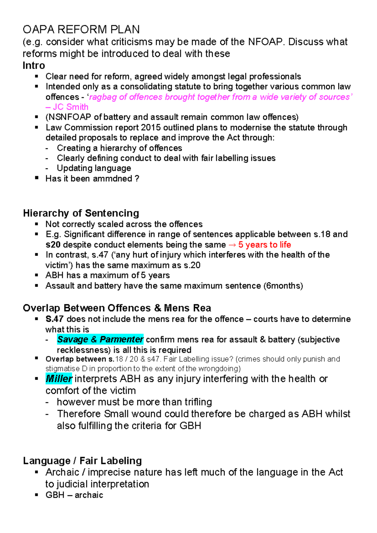 OAPA Reform essay - OAPA REFORM PLAN (e. consider what criticisms may ...