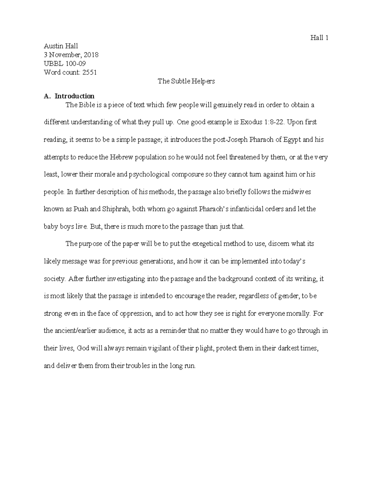 Exegesis of Exodus: The Role of Shiphrah and Puah (UBBL) - Studocu