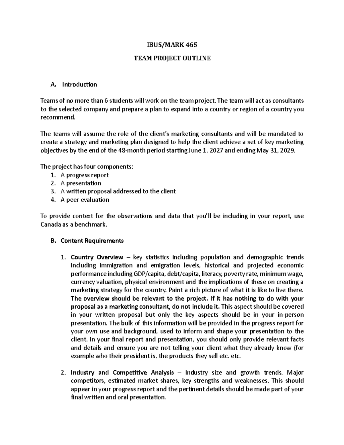 465 TEAM PROJECT OVERVIEW: Strategy for International Expansion - Studocu