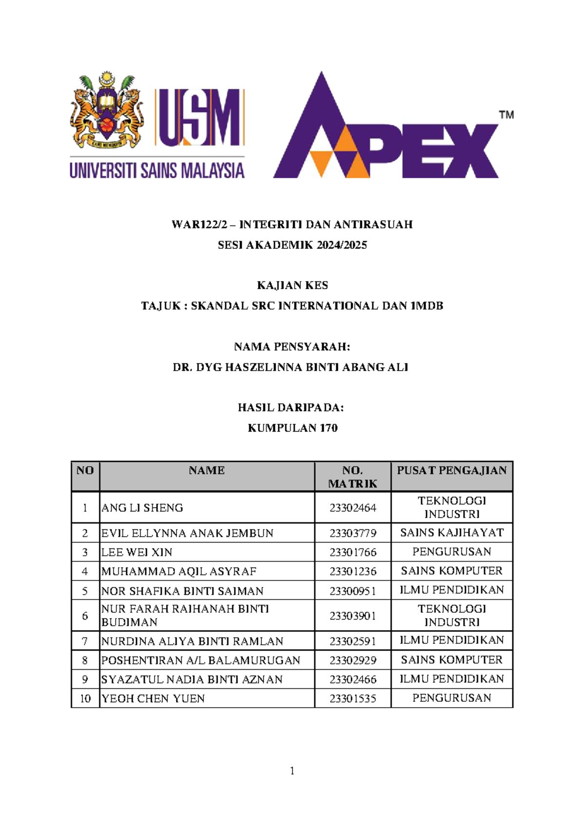 Kajian Kes Skandal SRC International dan 1MDB: Isu Integriti dan ...