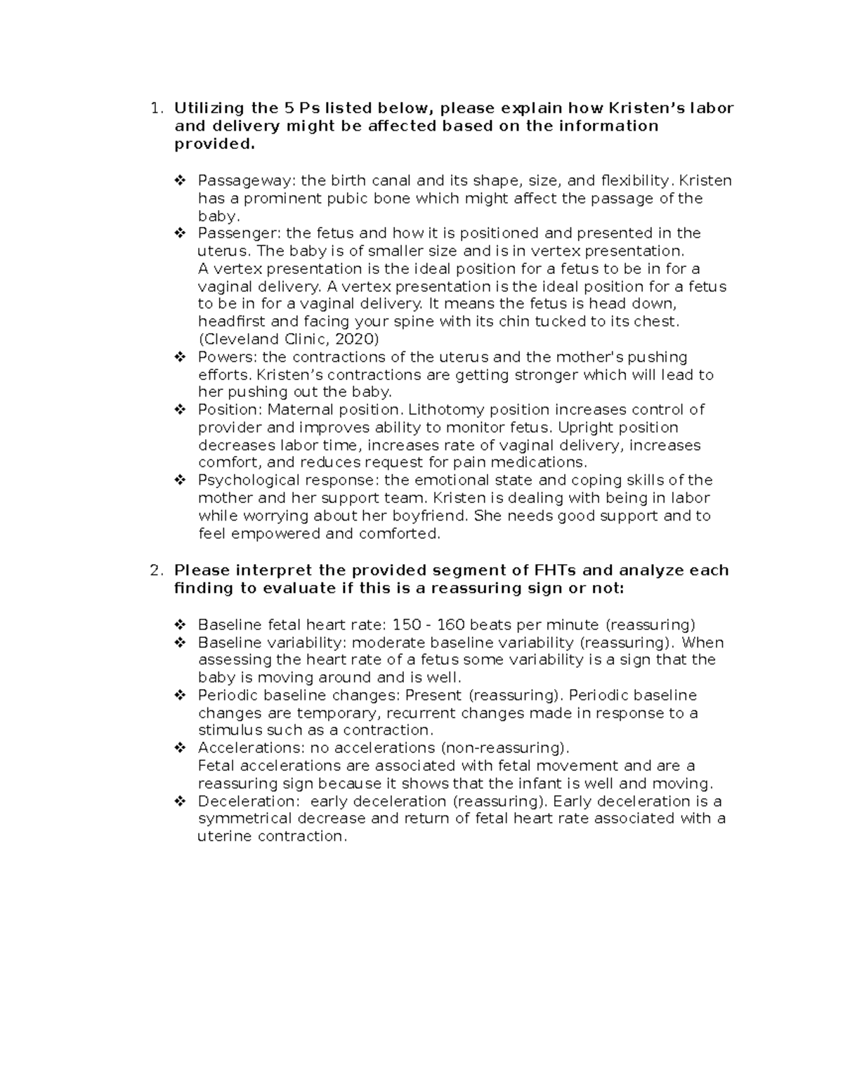 NUR 305: Labor & Delivery Insights Using the 5 Ps Framework - Studocu